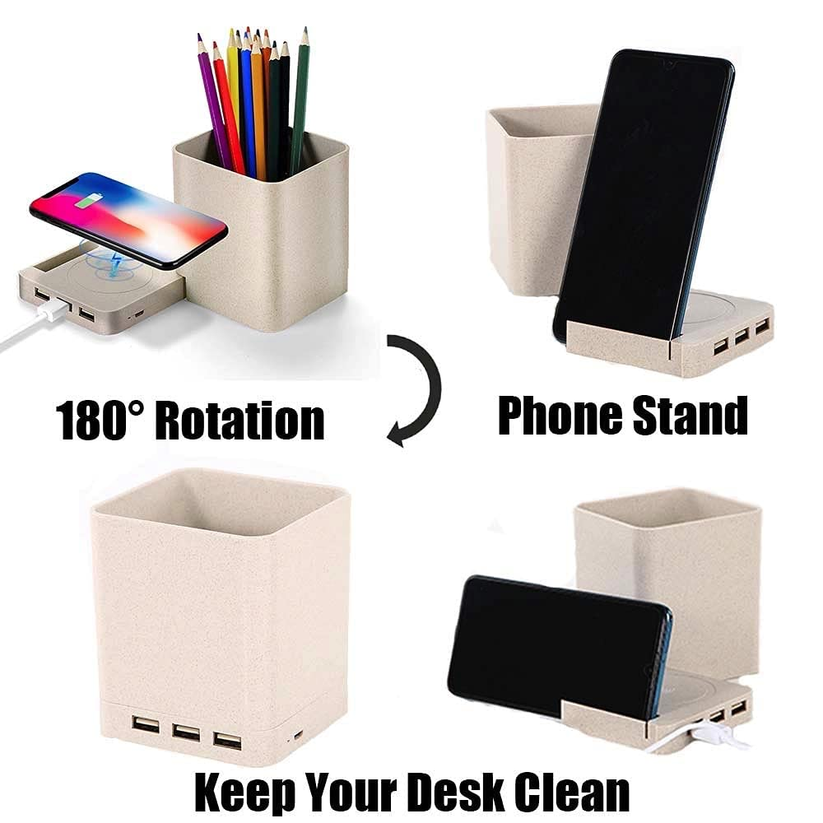 5 in 1 Eco Friendly Multi Function Desk Organizer With Wireless ...