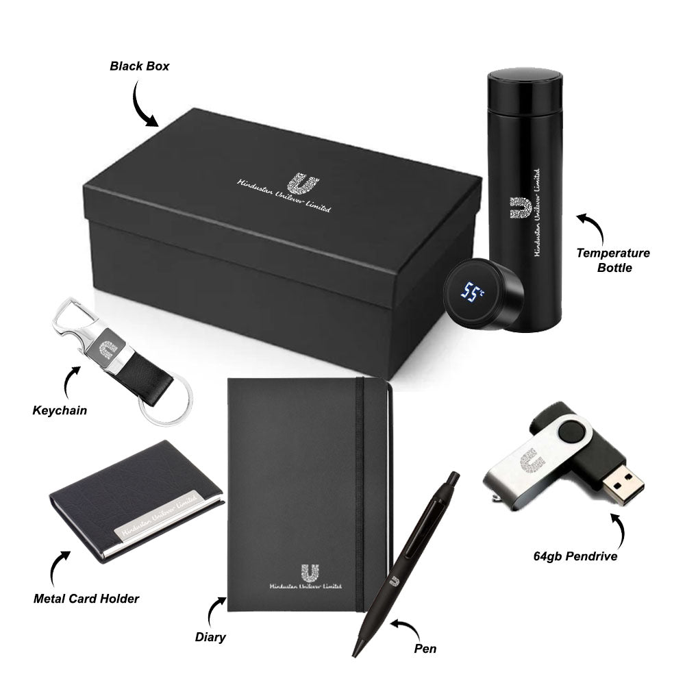 Black Box with Temperature Bottle, Metal Card Holder, Keychain, 64gb ...
